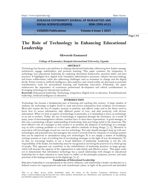 Leadership in Higher Education: Balancing Tradition and Innovation | PDF