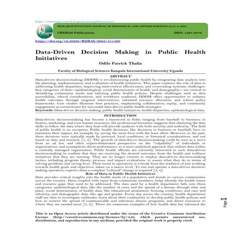 Data-Driven Decision Making in Public Health Initiatives (www.kiu.ac.ug) | PDF