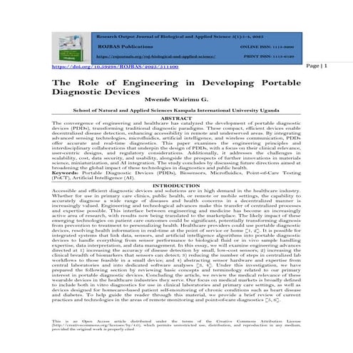 The Role of Engineering in Developing Portable Diagnostic Devices (www ...