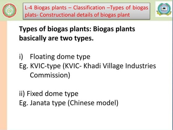 Biogas plant & types of bio gas plant | PPT