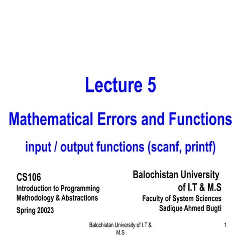 Math Functions In C Scanf Printf Ppt Programming Languages Computing