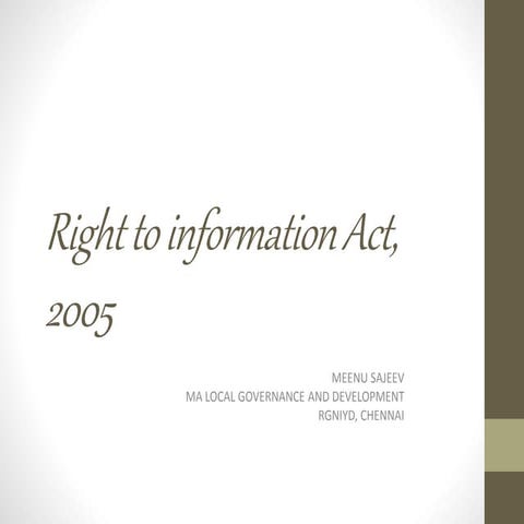 Right to Information Act(RTI) | PPTX