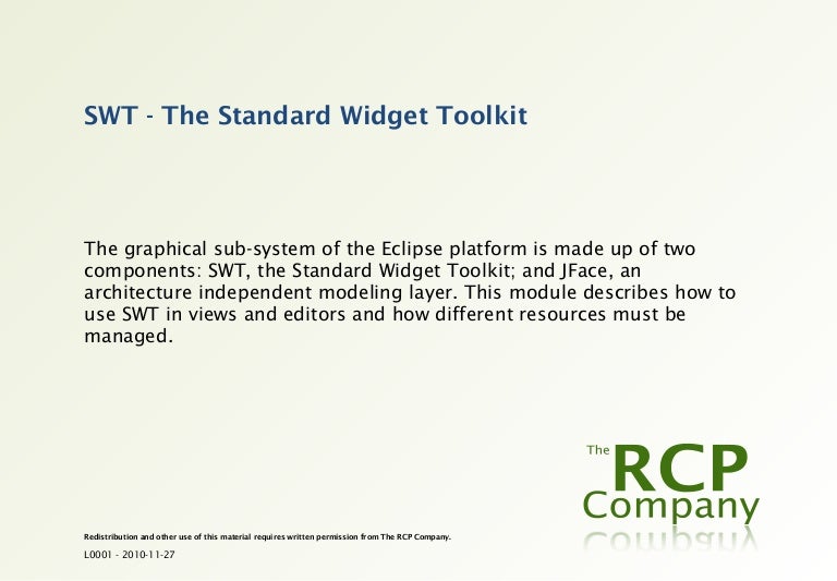 L0018 Swt The Standard Widget Toolkit