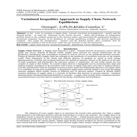 Variational Inequalities Approach to Supply Chain Network Equilibrium | PDF