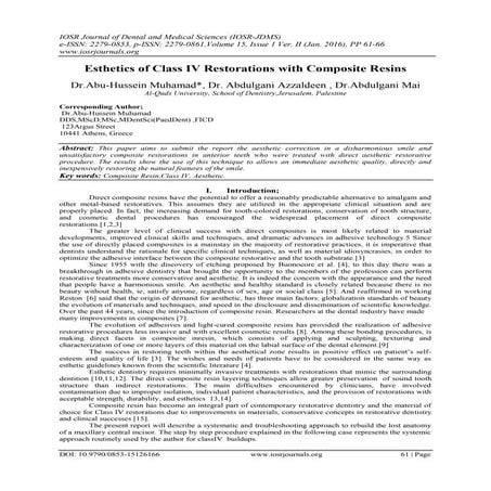 Esthetics of Class IV Restorations with Composite Resins | PDF