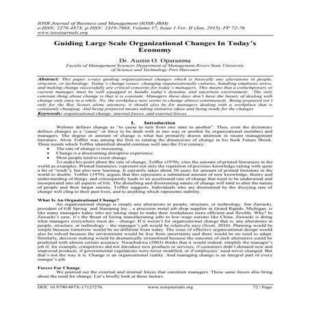 Guiding Large Scale Organizational Changes In Today’s Economy | PDF