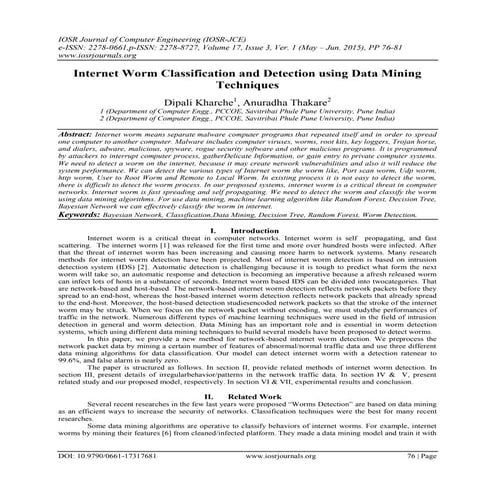 Internet Worm Classification And Detection Using Data Mining Techniques 1332