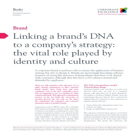 Linking a brand´s DNA to a companys strategy the role played by ...