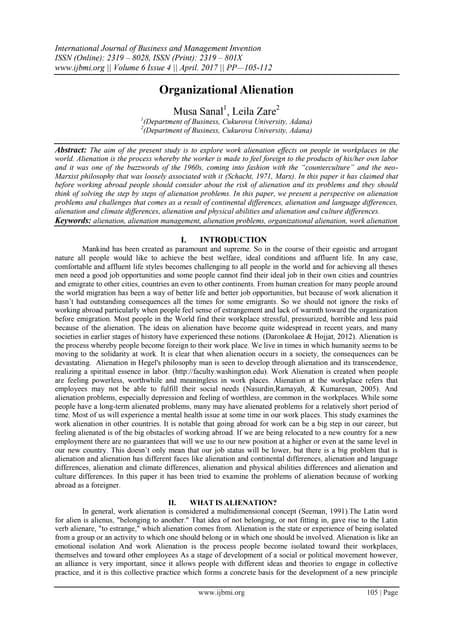 Alienation at workplace | PPT