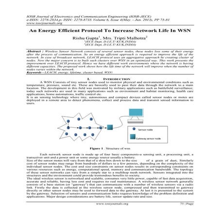An Energy Efficient Protocol To Increase Network Life In WSN | PDF