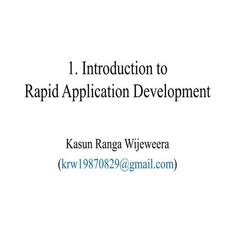 Introduction to Rapid Application Development | PPTX