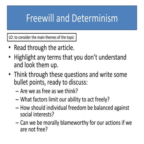 L1 intro freewill and determinism | PPTX