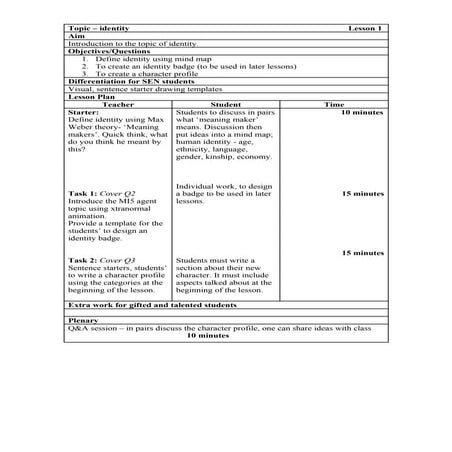 L1 lesson plan intro | PDF