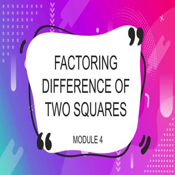 factoring difference of 2 squares and sum difference of 2 cubes | PPT