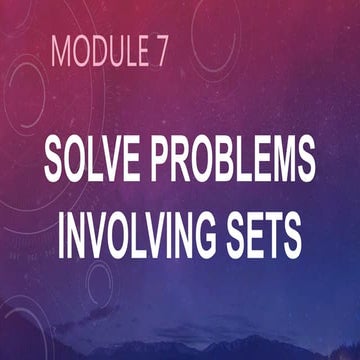 Solve problems involving sets | PPT