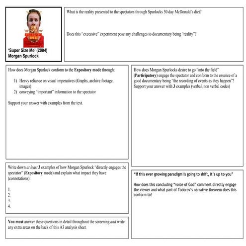 L10 13 - a3 analysis 'super size me' | PPT
