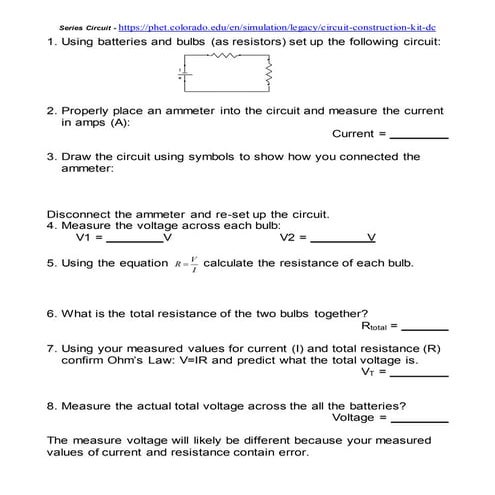 student - series circuit | DOCX | Physics | Science