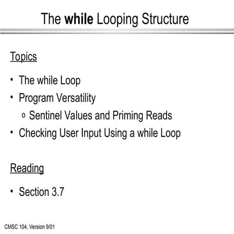 While looping structure for programming in different languages | PPT