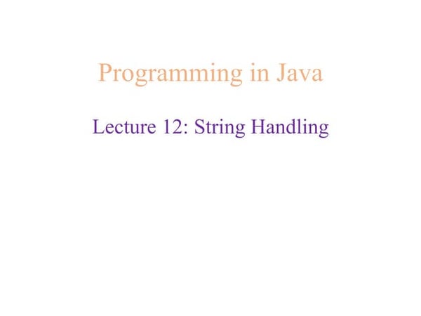Java string handling Java string handling