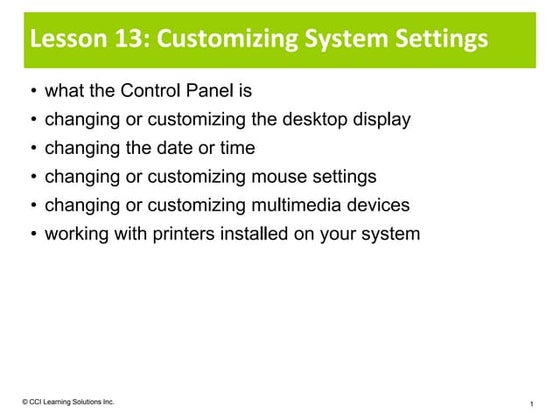 Features of Control Panel | PPTX