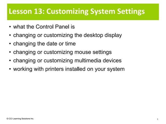 Features of Control Panel | PPTX