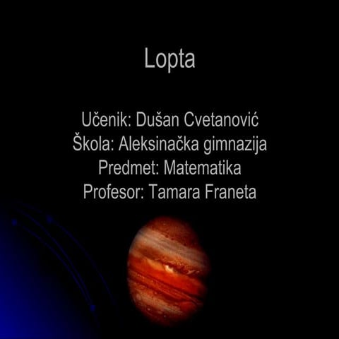 L146 - Matematika - Lopta - Dušan Cvetanović - Tamara Franeta | PPT