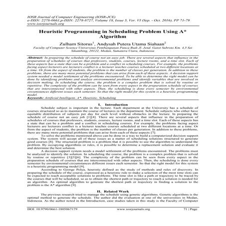 Heuristic Programming In Scheduling Problem Using A Algorithm Pdf Genetics Science
