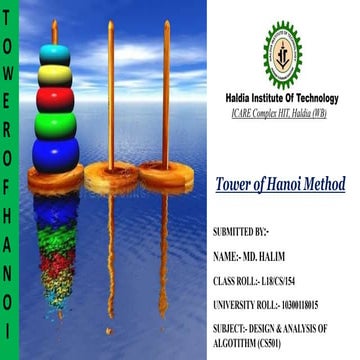 Tower of Hanoi Method | PPT