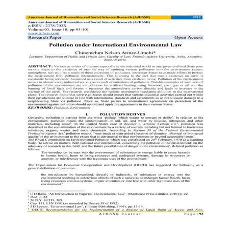 Pollution under International Environmental Law | PDF