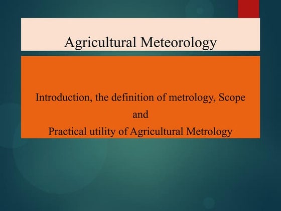 Agrometeorology | PPT