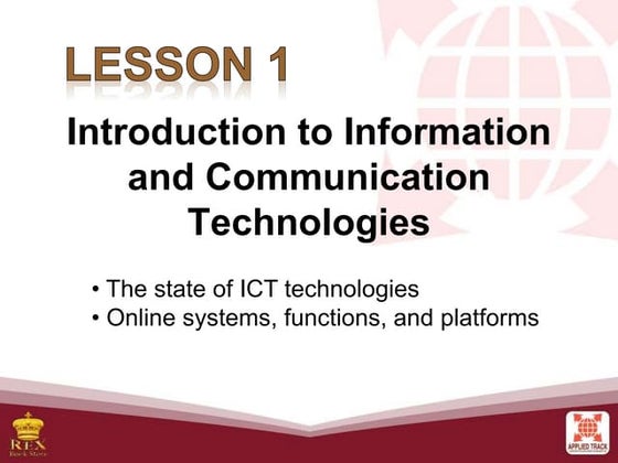L1 Introduction To Information And Communication Technology Ppt