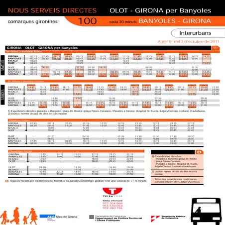Horaris Olot-Girona (per Banyoles) | PDF