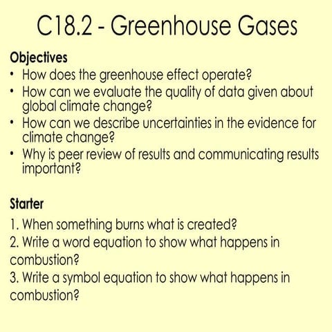 Greenhouse Gases and Climate change lesson | PPTX