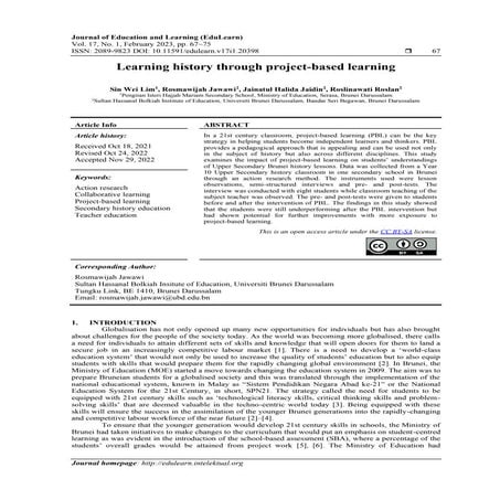 Learning history through project-based learning | PDF