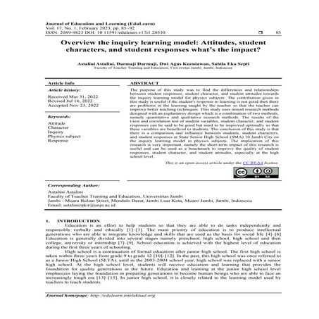 Relationship between inquiry-based learning and students’ attitudes ...