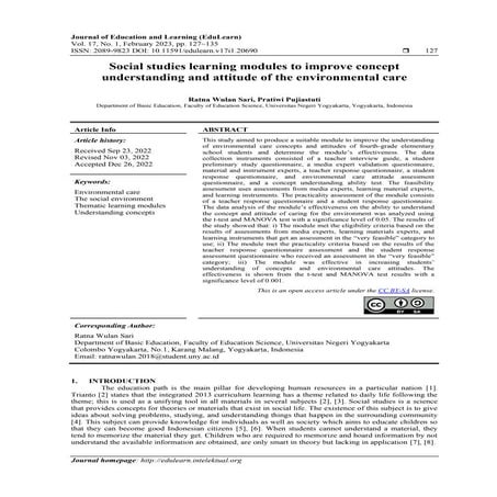 Social studies learning modules to improve concept understanding and ...