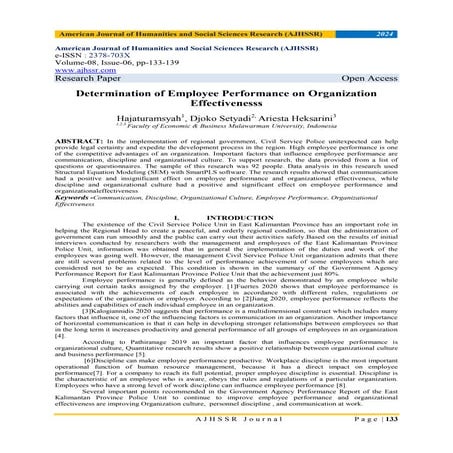 Determination of Employee Performance on Organization Effectivenesss | PDF