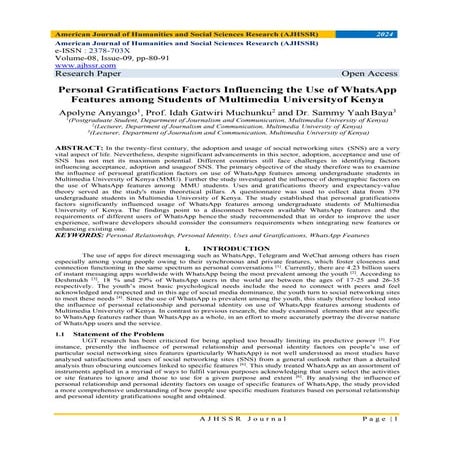 Personal Gratifications Factors Influencing the Use of WhatsApp ...