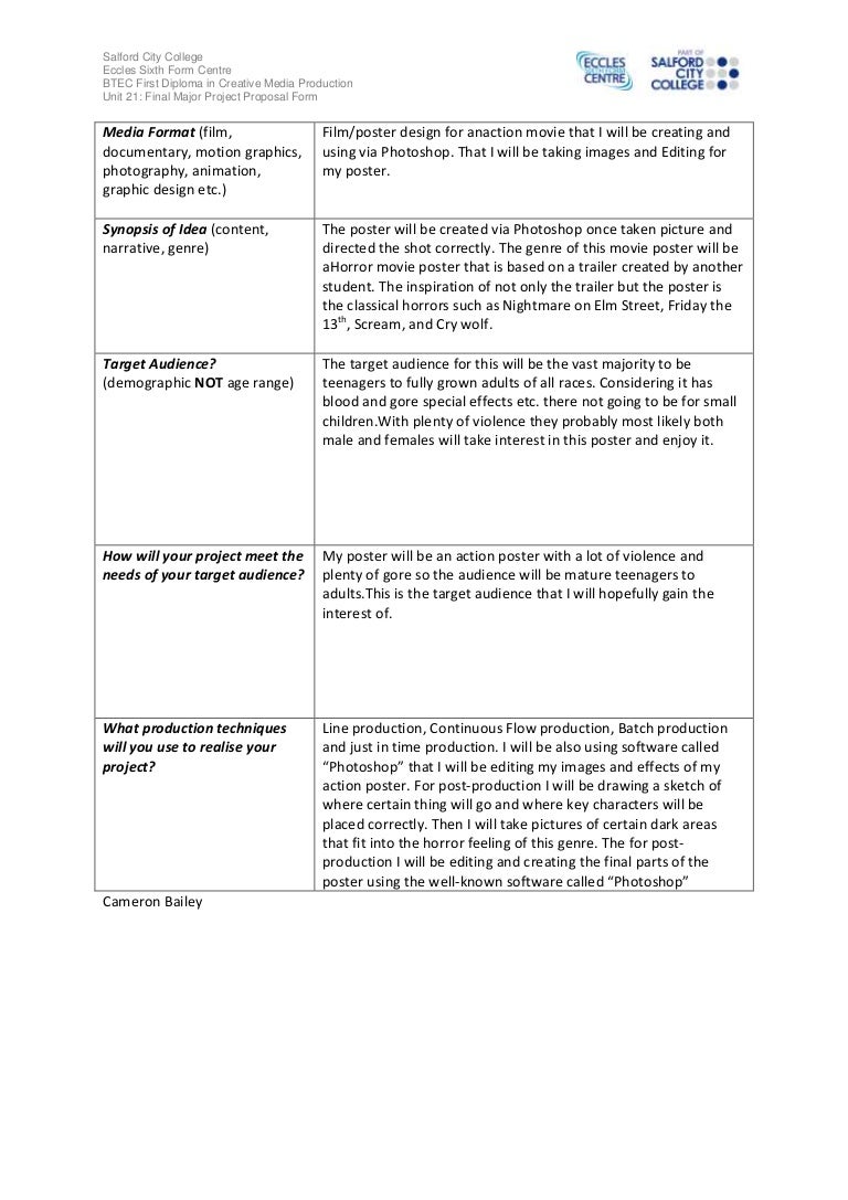 L2 final major project proposal form