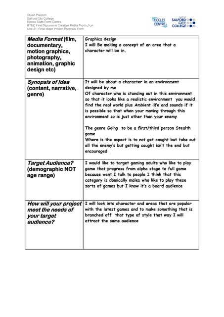 L2 final major project proposal form | PDF