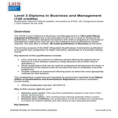 Level 3 Diploma in Business and Management (120 credits) | PDF