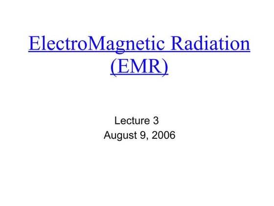 Role of electromagnetic Radiation in Remote Sensing | PDF