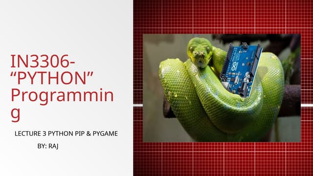 Pip and Pygame made using python programming.pptx Pip and Pygame made using python programming.pptx