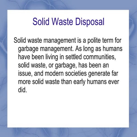 EVS Solid Waste Management, Effects and causes | PPTX