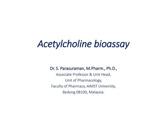 Expt. 2 Bioassay of acetylcholine using rat ileum by four point ...