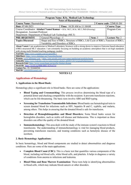 Standard Operating Procedure for CBC Estimation with Autoanalyzer H560 ...