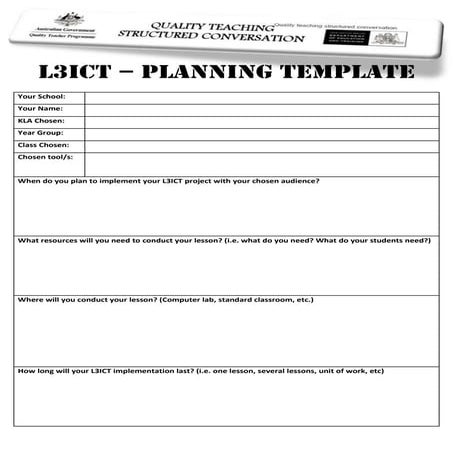 L3 ict qt planning template | DOCX | Education