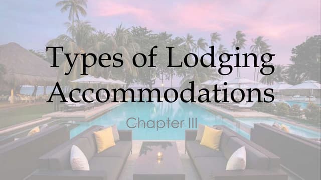 Different types of accommodations (1).pdf | Bed & Breakfasts | Travel Type