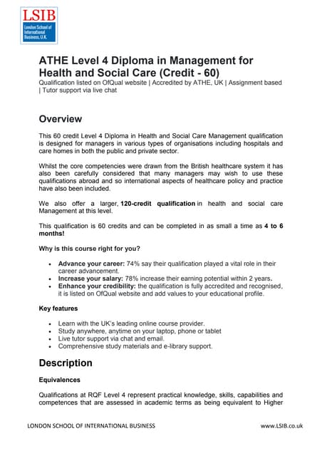HNC Health and Social Care (Level 4) | PDF