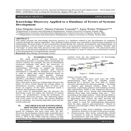 Knowledge Discovery Applied to a Database of Errors of Systems Development | PDF